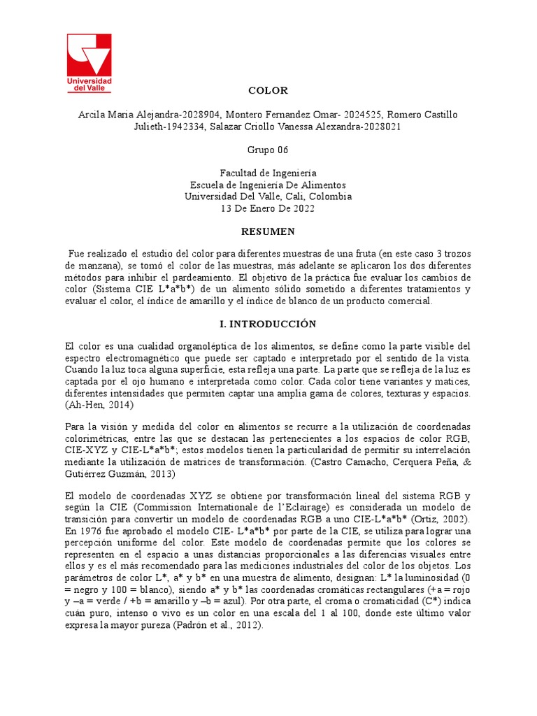 Informe 2 - Color | PDF | Color | Qualia