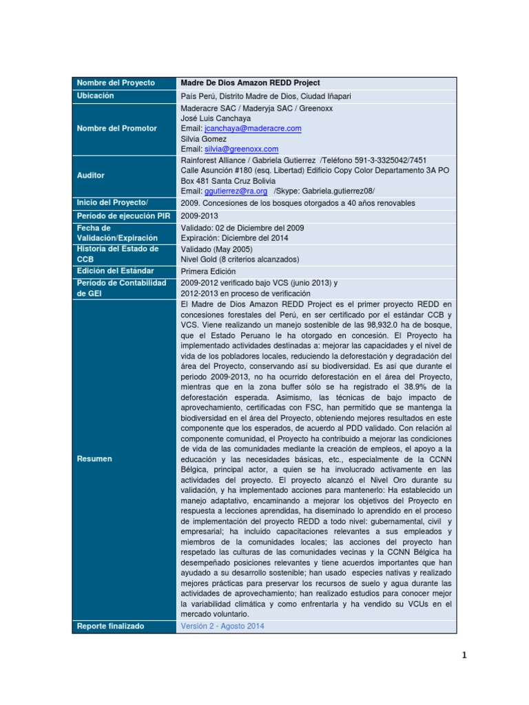 CCB Implementation Report V2 30ago14 | PDF | Deforestación | Los bosques