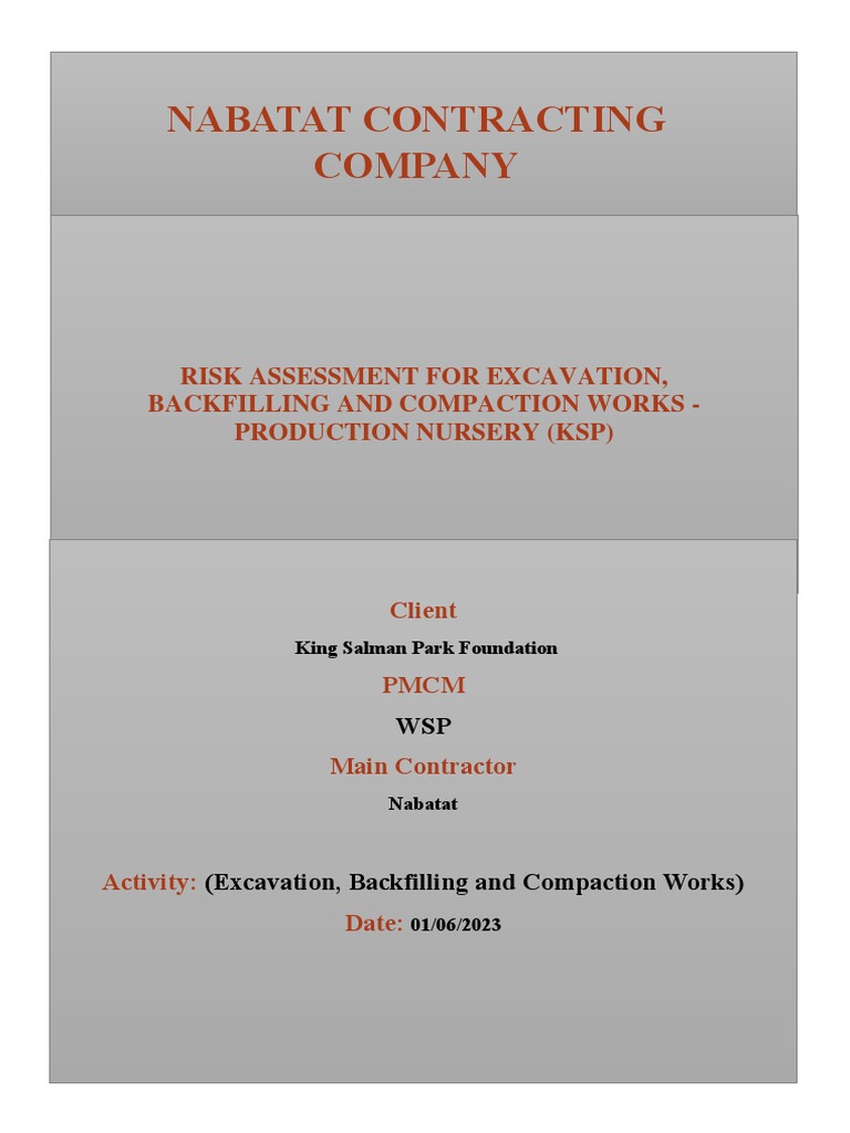 5-Risk Assessment For Excavation & Backfilling and Compaction Works ...