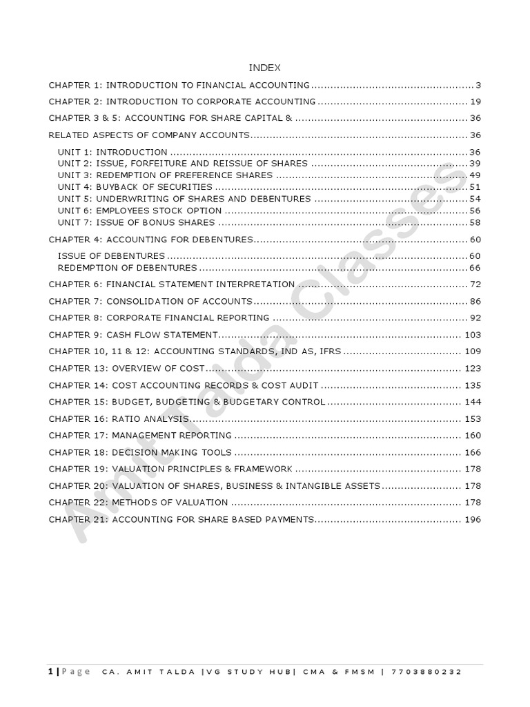 CMA Revision Notes Dec21 | PDF