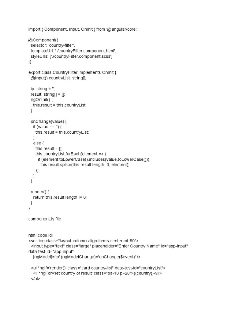 ANGULAR Country Filter 6 Pass | PDF