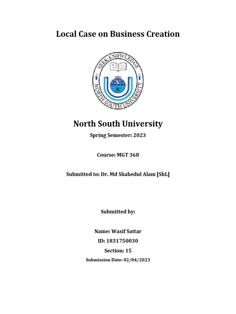 Local Case On Business Creation, MGT368 | PDF | Marketing | Risk Management