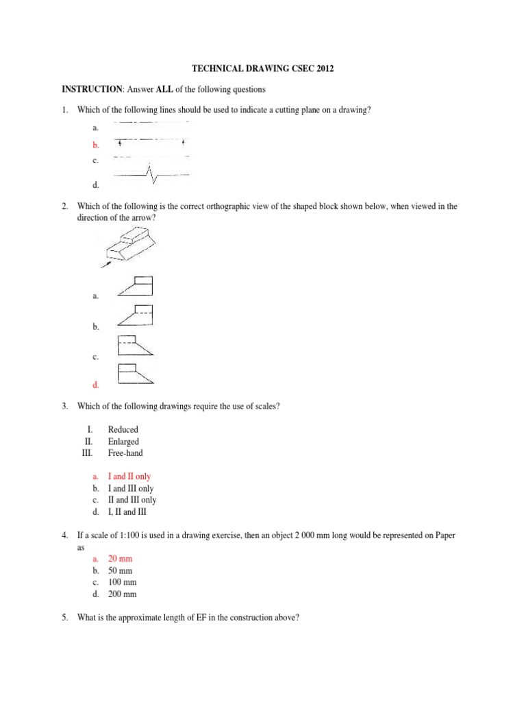 CXC TD Sample Paper (2012) | PDF | Triangle | Circle