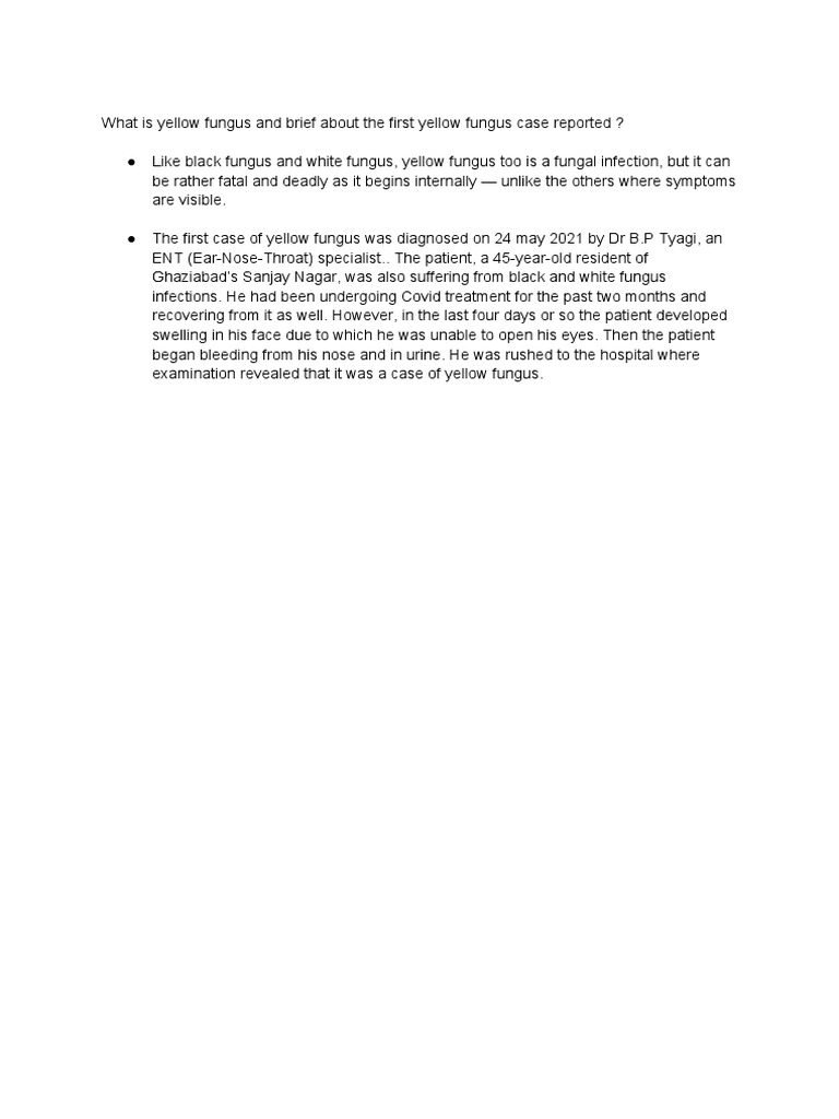 Understanding Yellow Fungus Infection | PDF | Self-Improvement