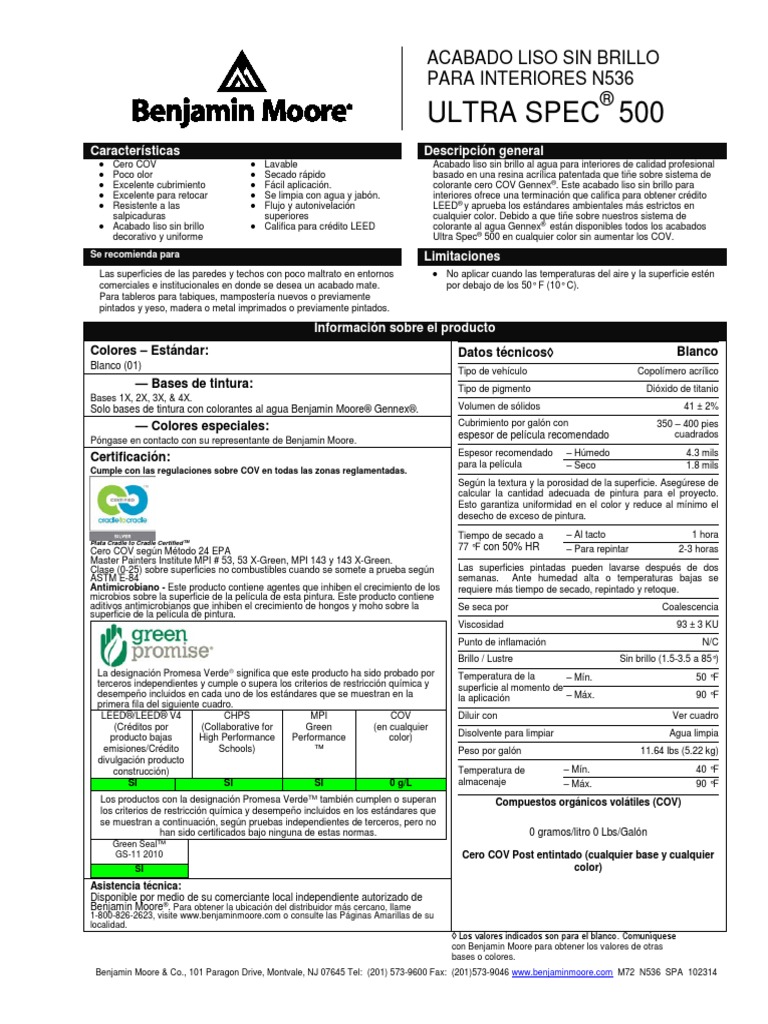 N536 Ultra Spec Interior Flat TDS SPA OKF | PDF | Pintar | Yeso