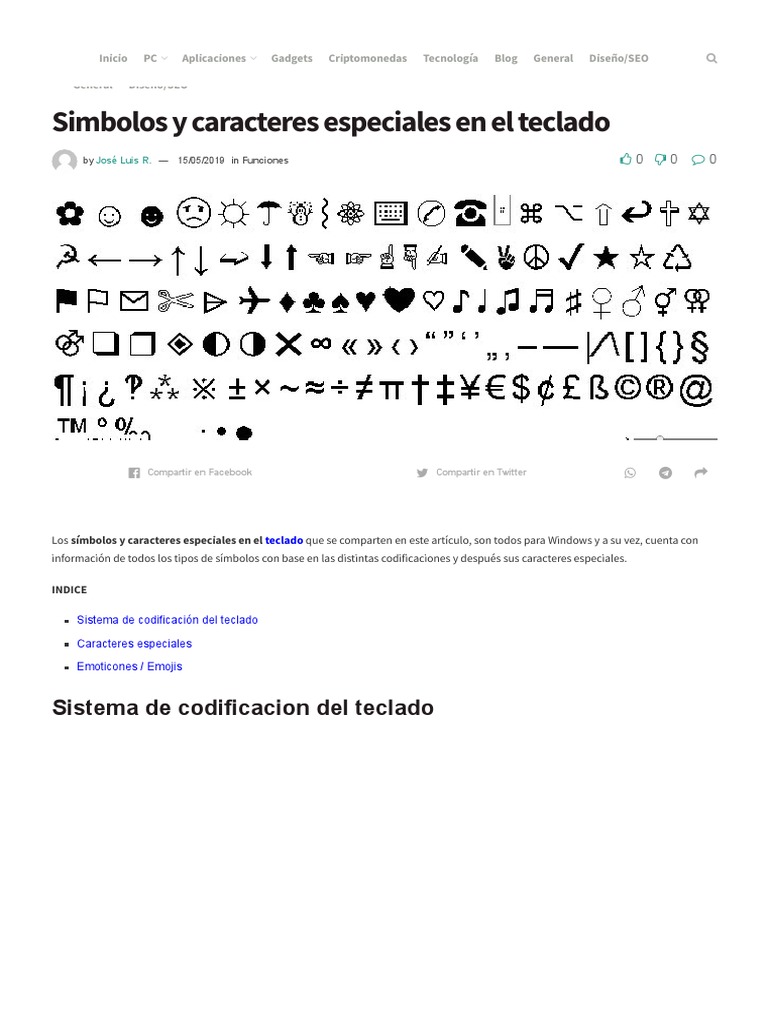 350 Simbolos Emoticones Y Caracteres Especiales En El Teclado Pdf