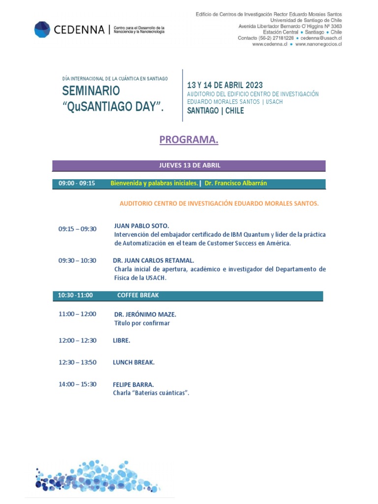 Programa Seminario QuSANTIAGO DAY | PDF