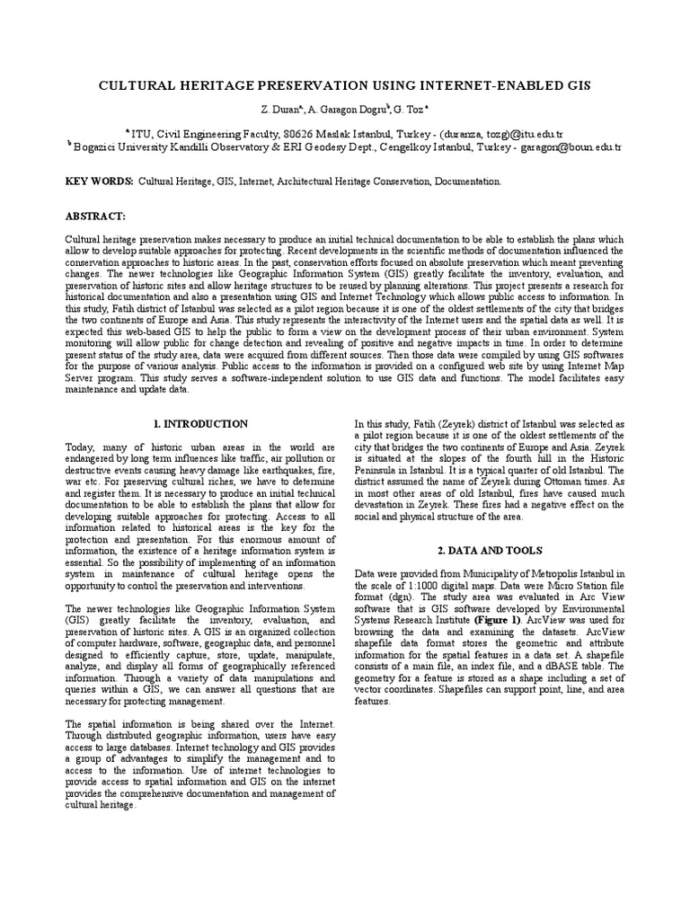 Cultural Heritage Preservation Using Internet-Enabled Gis | PDF | Geographic Information System ...