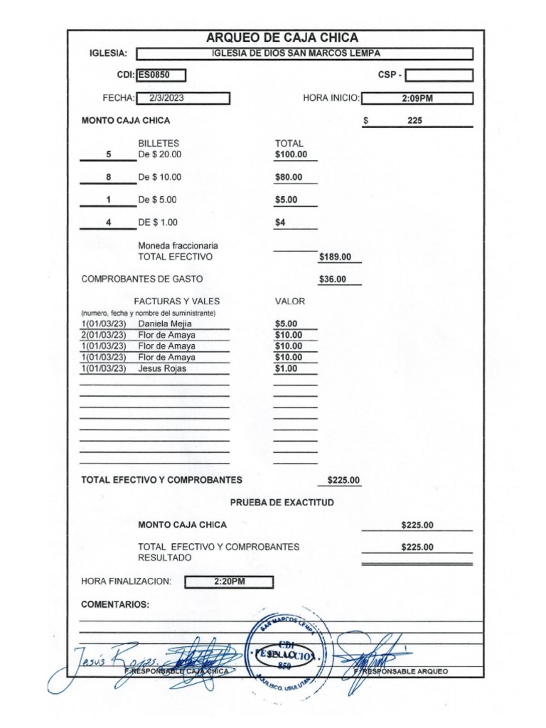 Arqueo de Caja Chica - 03 | PDF