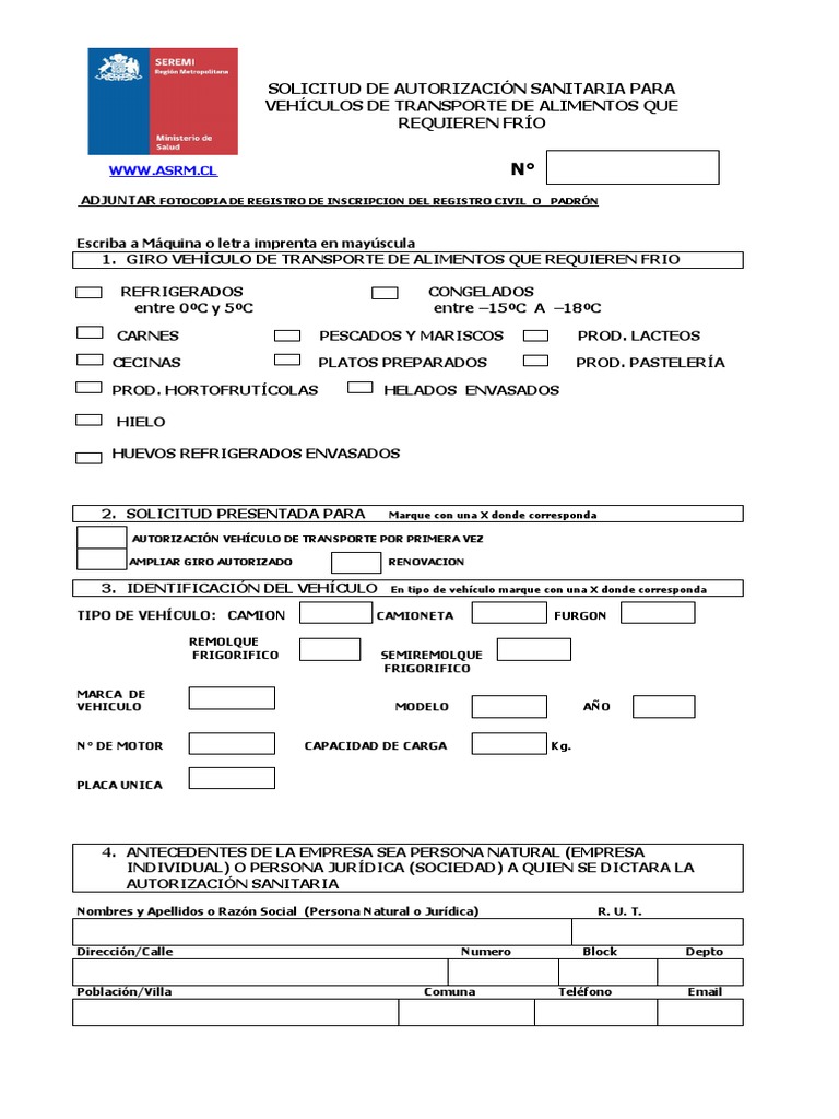 Formulario Transporte Autorizacion Vehiculos 2015 | PDF