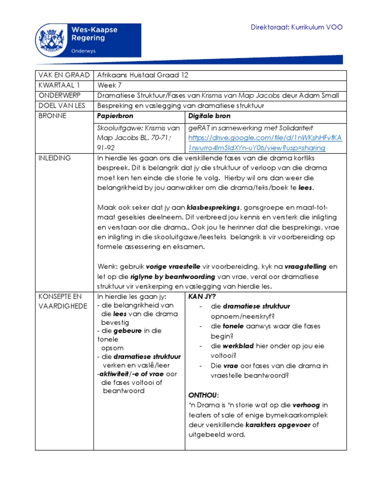 Afrikaans HT Graad 12 Kwartaal 1 Week 7 - 2021 | PDF