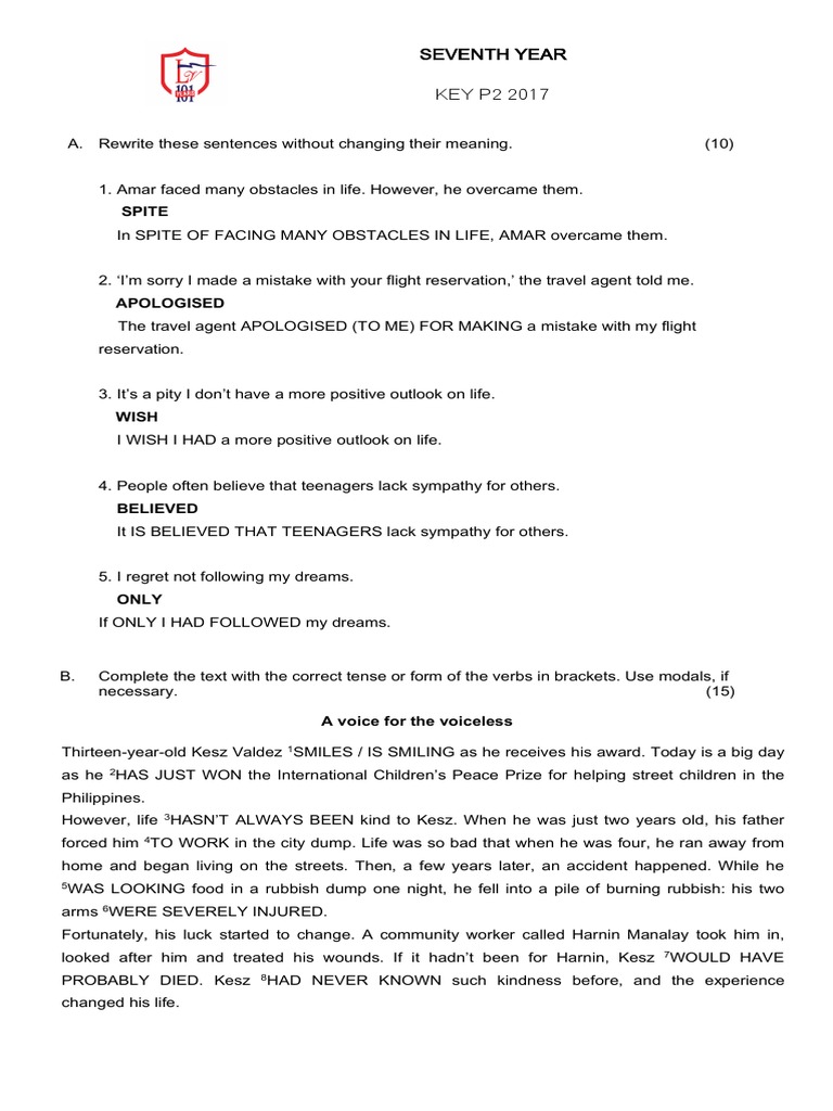 Seventh Year Key | PDF