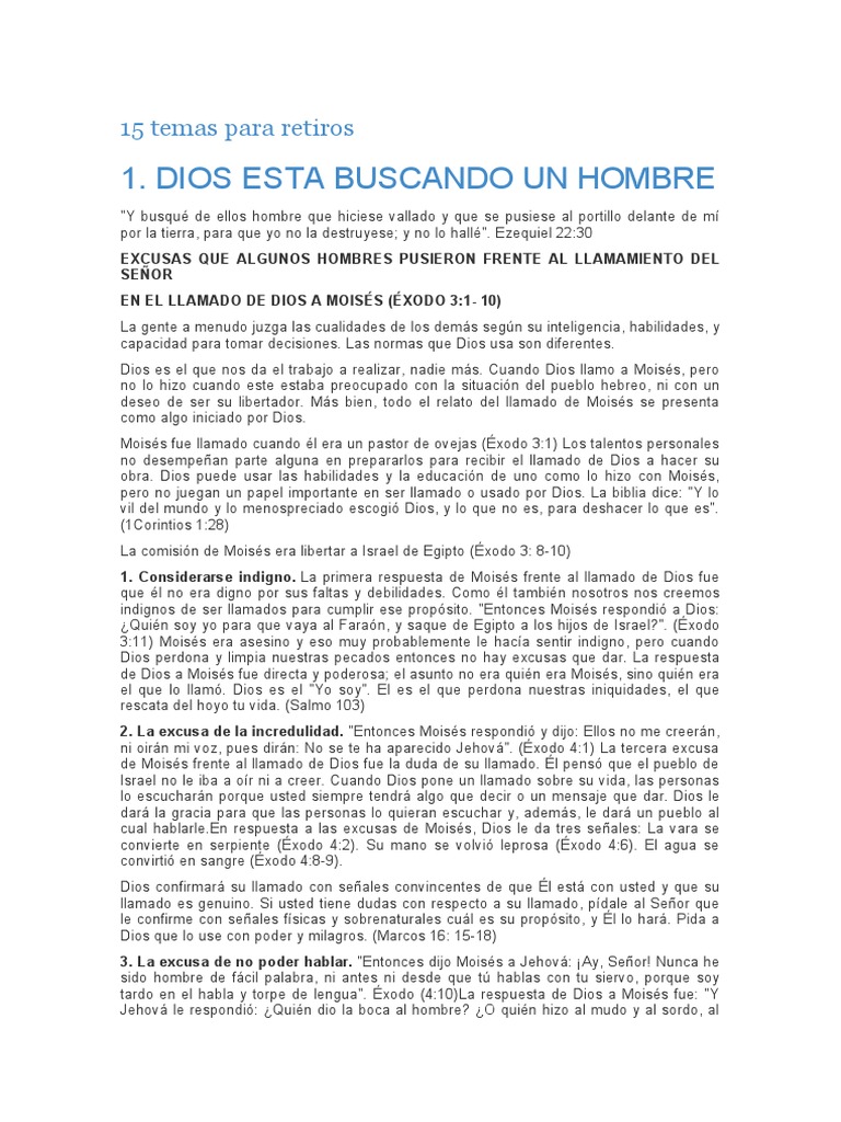 15 Temas para Retiros | PDF | Pecado | Moisés