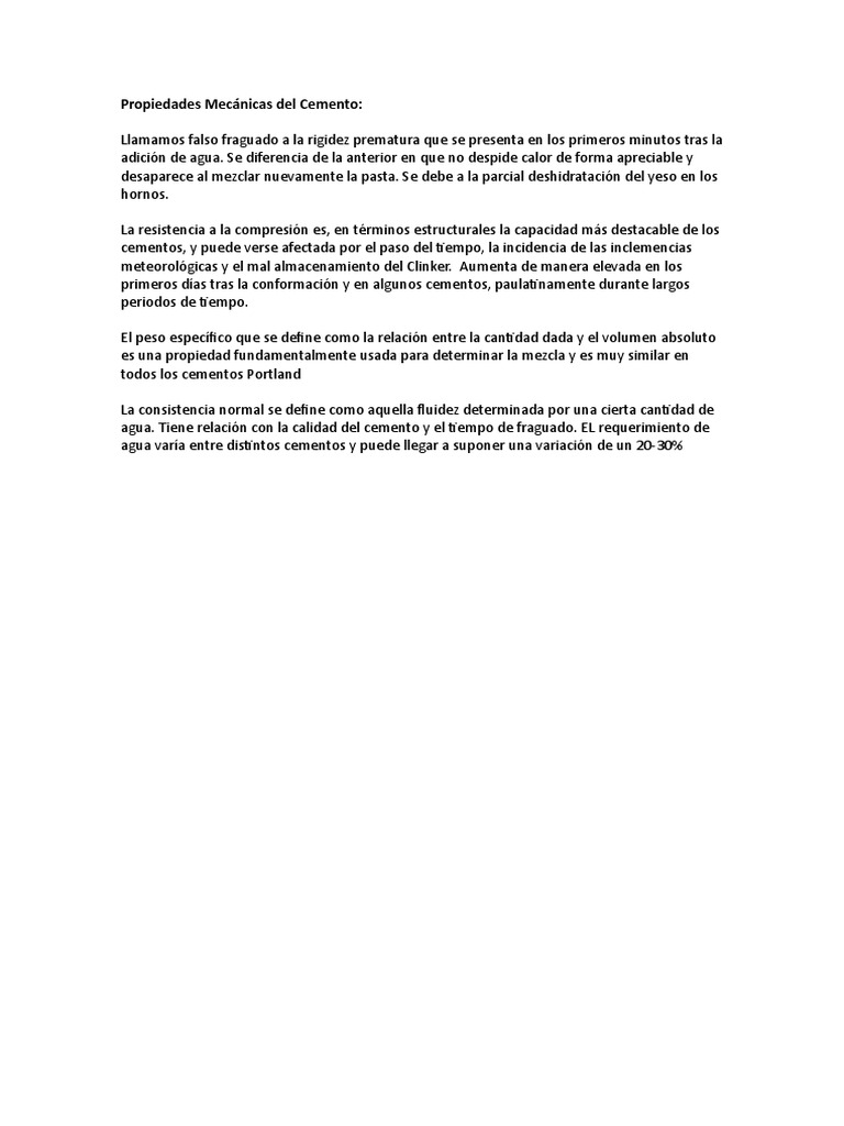 Propiedades Mecánicas Del Cemento | PDF | Ciencia y matemáticas ...