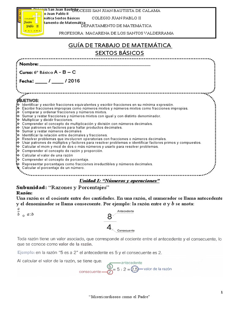 Guia N°3 Razones y Porcentajes | PDF | Porcentaje | Aritmética