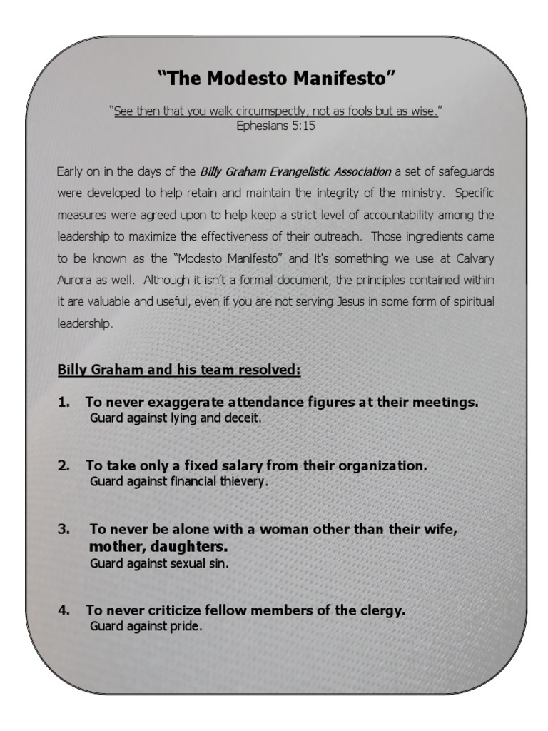 Modesto Manifesto Billy Graham | PDF