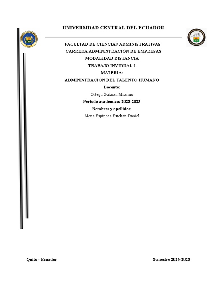 Tarea Individual 1 Estructura Organica Administracion de Talento Humano Mena Espinosa Esteban ...