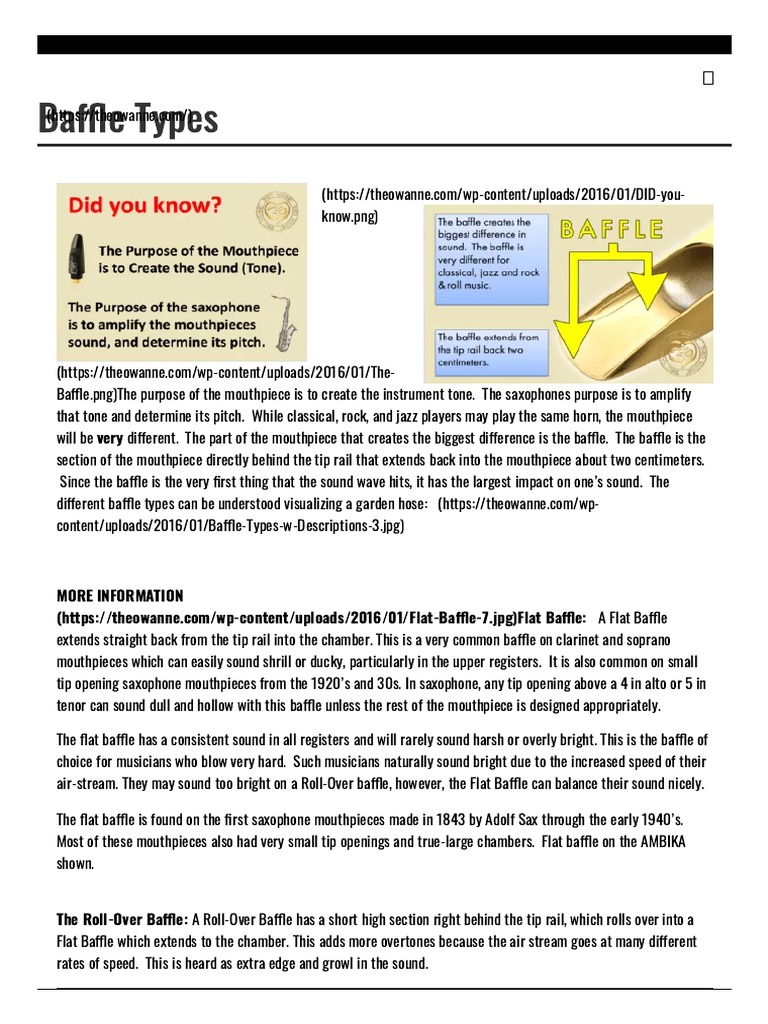 Baffle Types - Theo Wanne | PDF | Saxophone | Musical Instruments