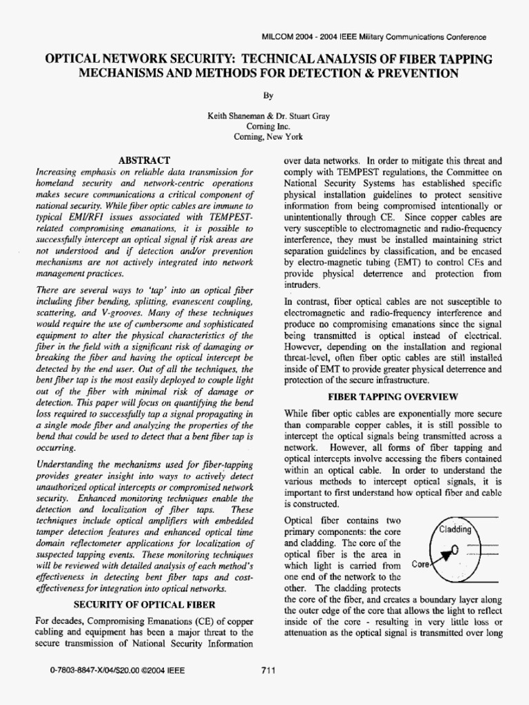 Optical Network Security Technical Analysis of Fiber Tapping Mec | PDF ...