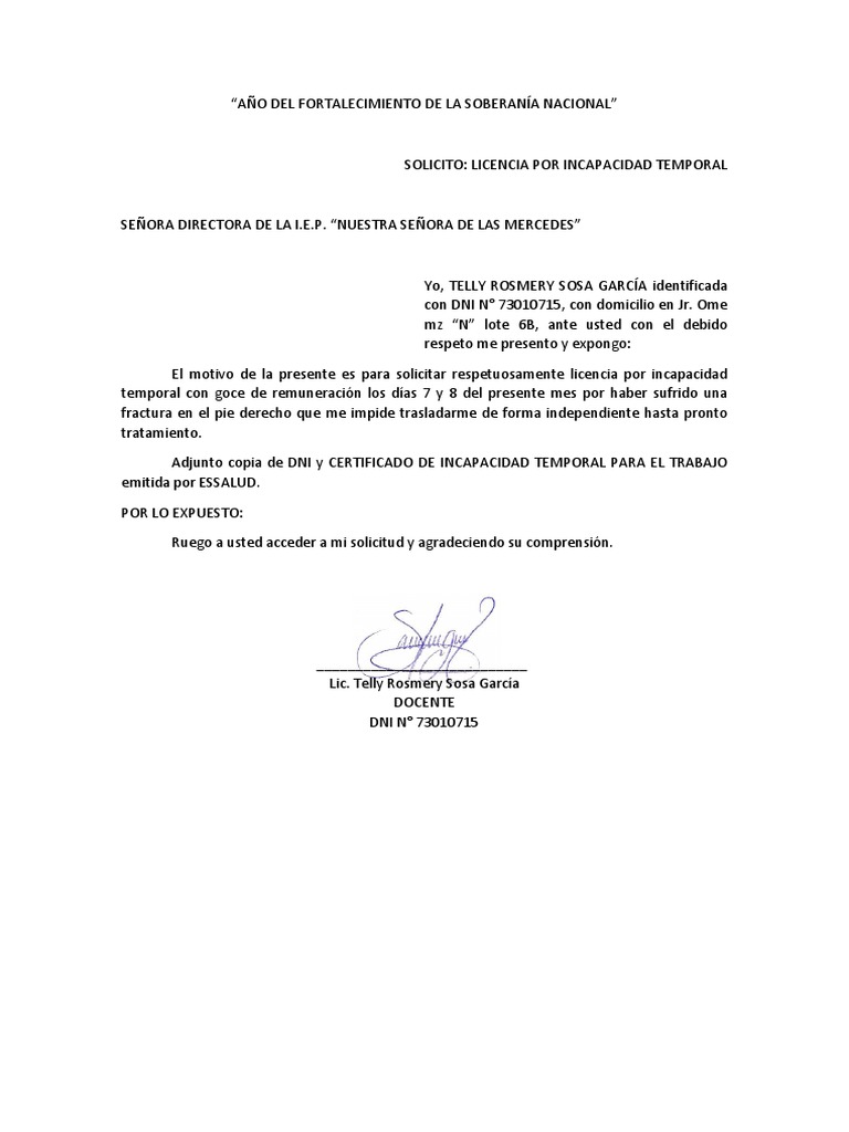 solicitud incapacidad temporal salud | PDF