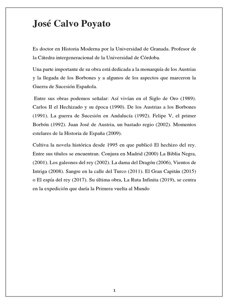José Calvo Poyato: Experto en Historia y Novela | PDF