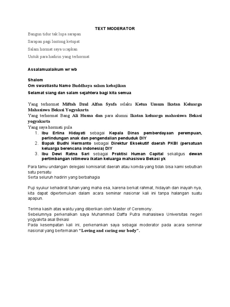 Moderator SEMINAR NASIONAL | PDF