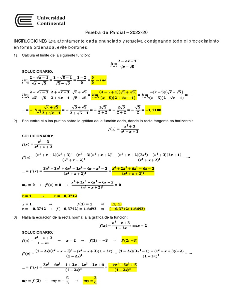 Evaluación Parcial 2023 00 - SOLUCIONARIO | PDF