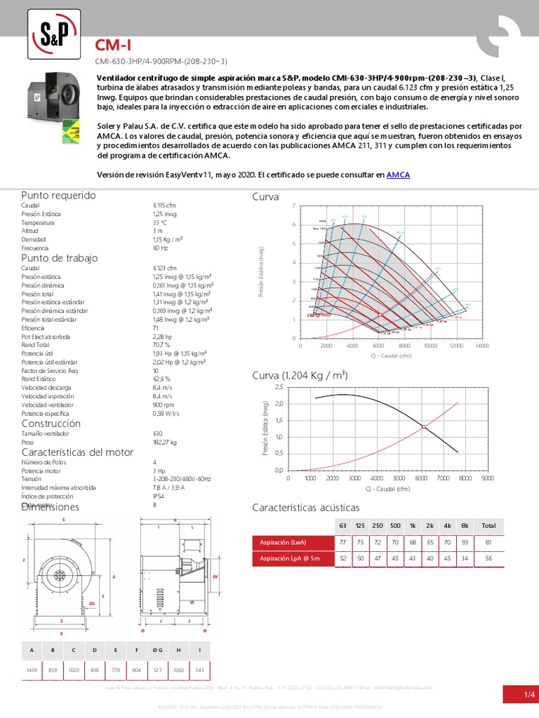 CMI 630 3HP4 900rpm (208 230 3) 042 | PDF | Cantidades fisicas | Metrología