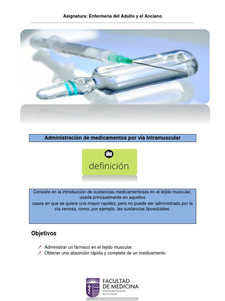 Administración de Medicamentos Por Vía Intramuscular | PDF | Inyección ...