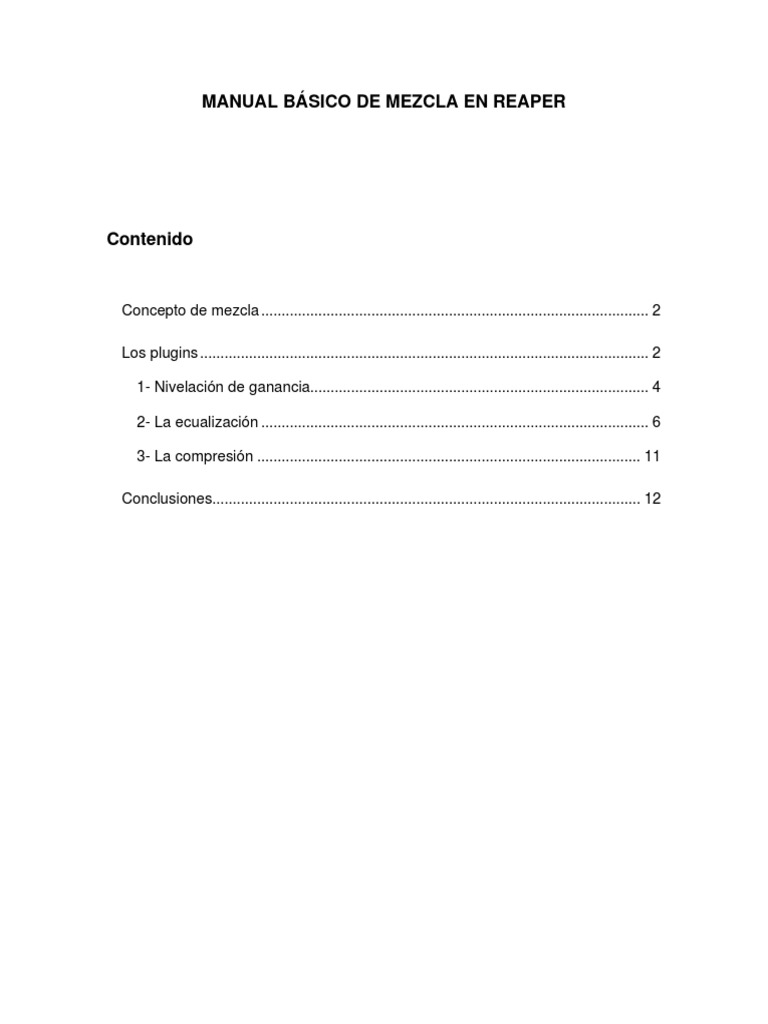 Manual Mezcla Reaper | Descargar gratis PDF | Frecuencia | Acústica