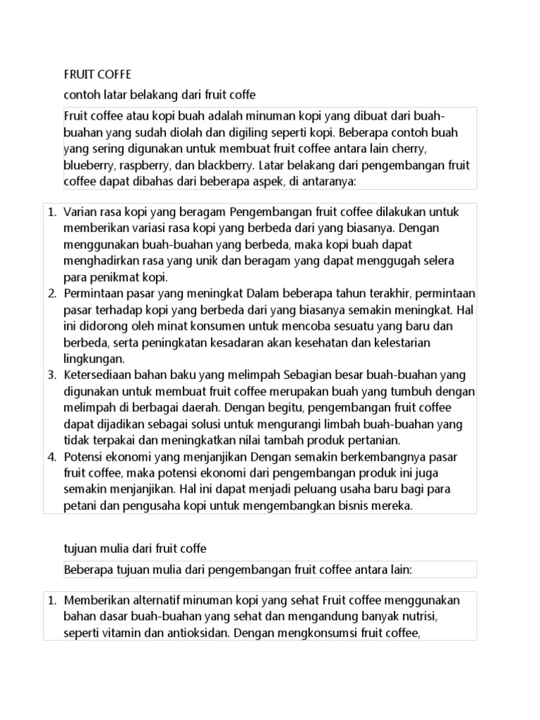 Proposal Fruit Coffe Teraru | PDF