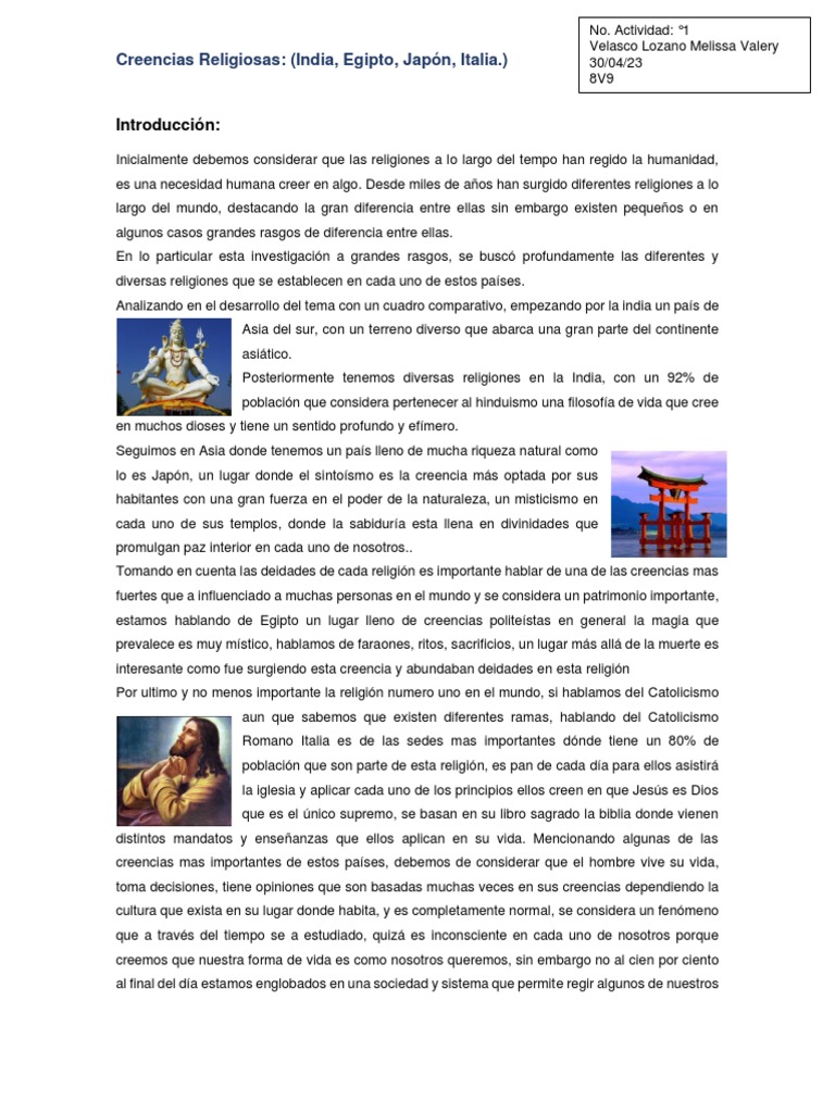 Creencias Religiosas | PDF | sintoísmo | Dios