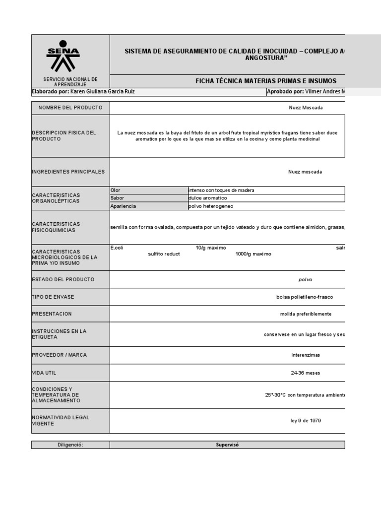 Ppmi - FT Formato Fichas Tecnicas | PDF | Nuez | Alimentos