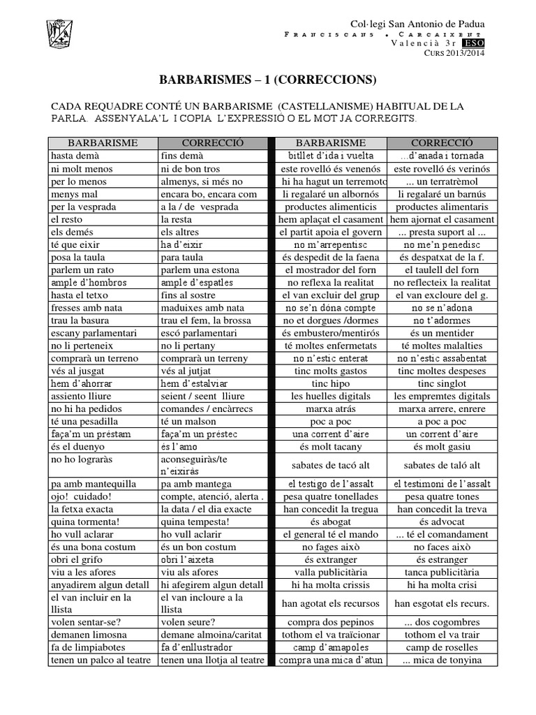 Barbarismes 011 | PDF