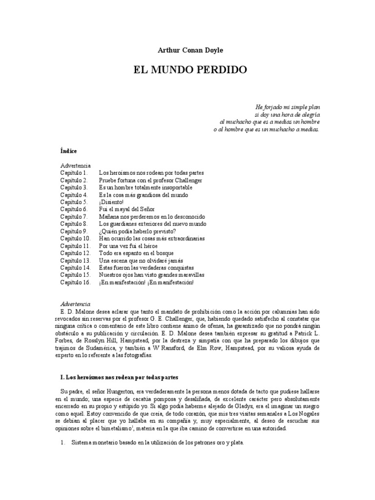 Arthur Conan Doyle - El Mundo Perdido | PDF | Amor | Science