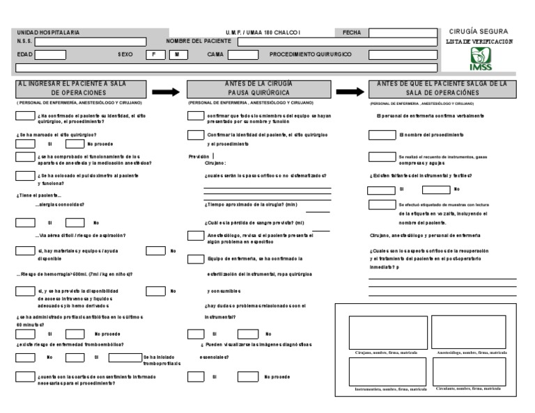 Formato Cirugia Segura | PDF | Cirugía | Enfermedades y trastornos