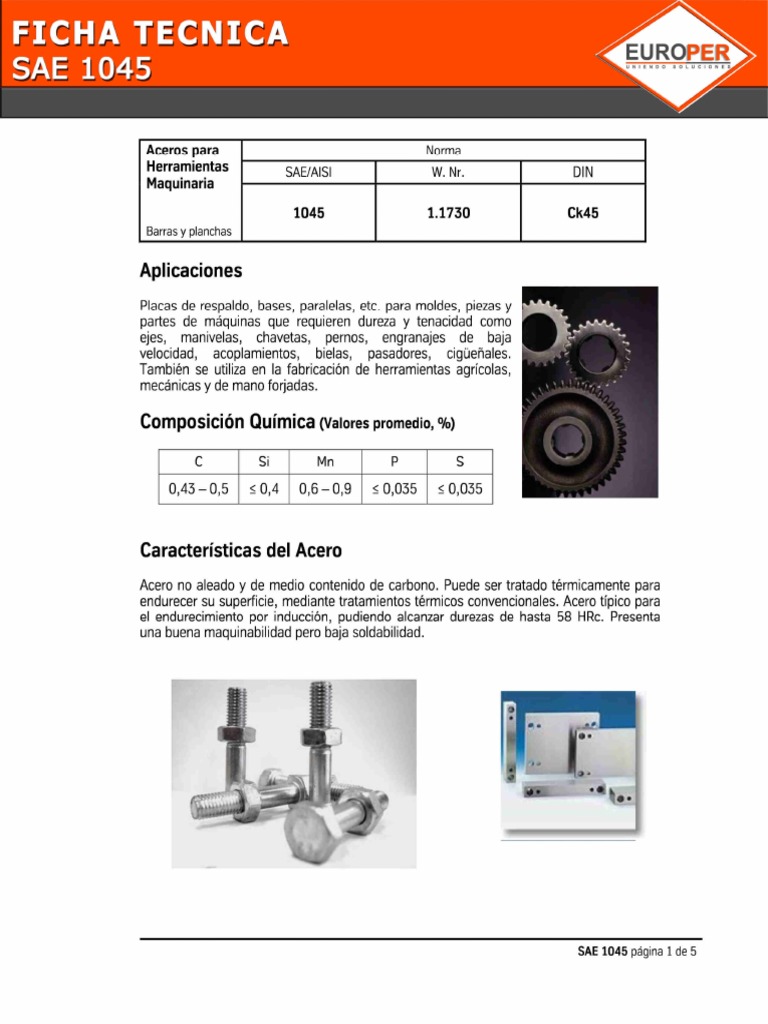 Informacion Tecnica Sae 1045 | PDF