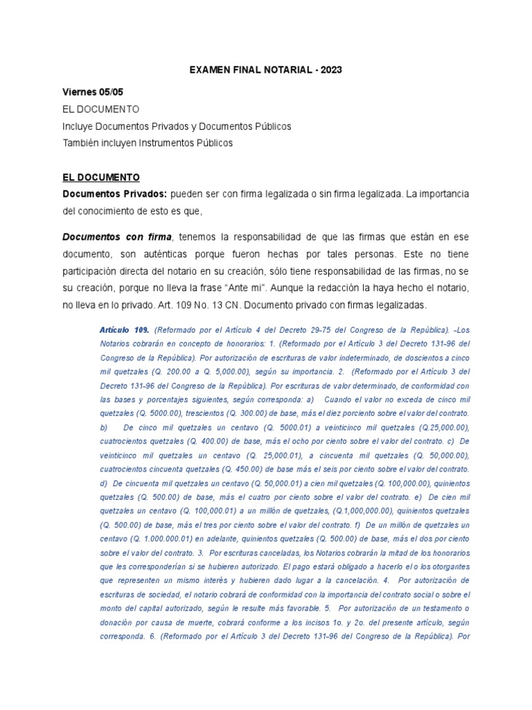 Examen Final Notarial - 2023 | PDF | Justicia | Crimen y violencia