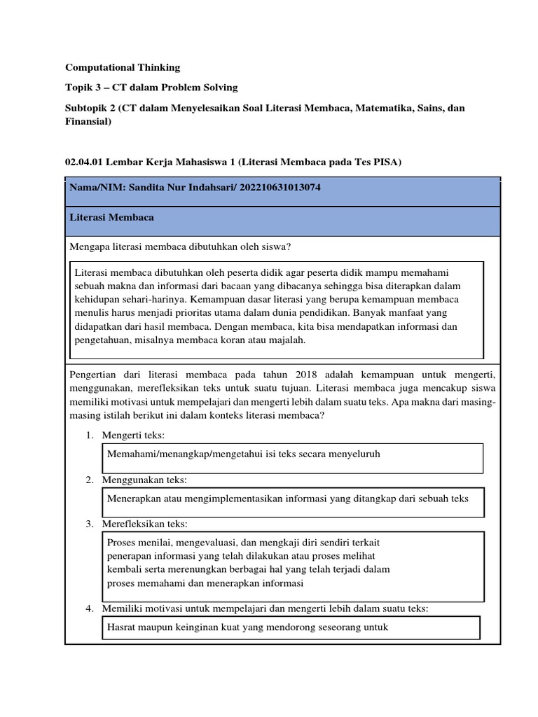 Lembar Kerja Topik 3 - Sandita Nur Indahsari | PDF