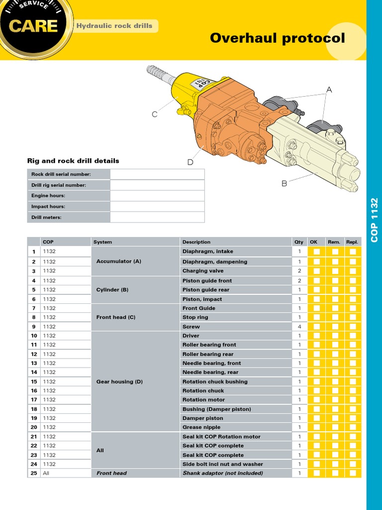 7 Overhaul Protocols COP 1132_FORM | PDF | Piston | Drill