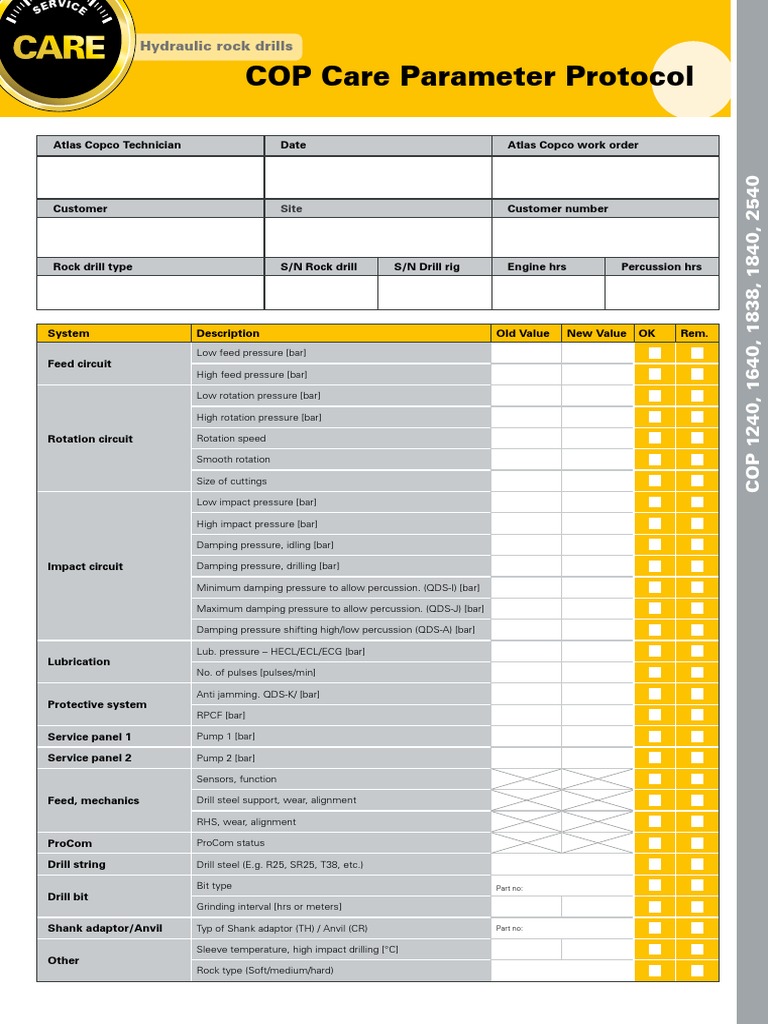 6 COP Care Parameter Protocol COP 1240 - 1640 - 1838 - 1840 - 2540 - LR ...