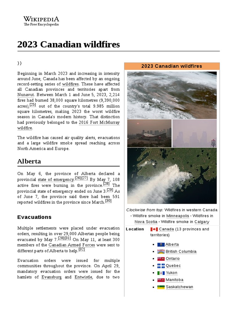 2023 Canadian Wildfires | PDF | Provinces And Territories Of Canada ...
