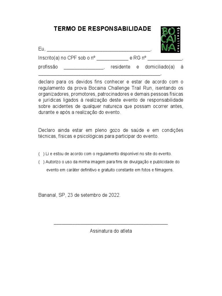 Termo De Responsabilidade Pdf