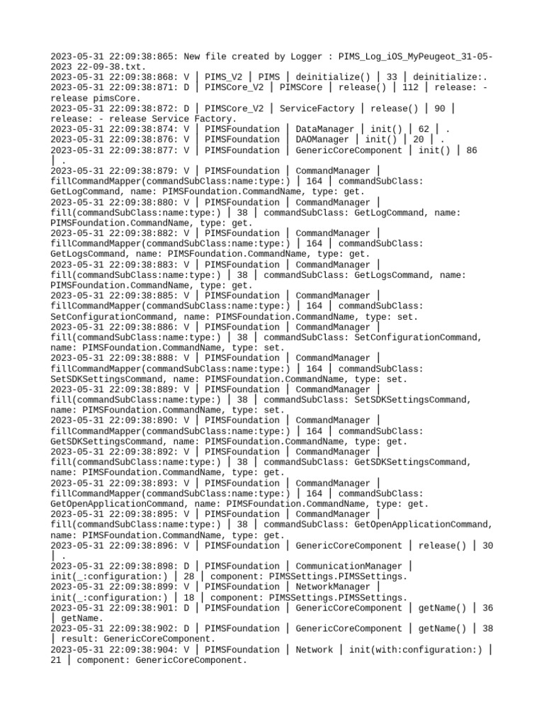 PIMS iOS Log Initialization 2023 | PDF | Parameter (Computer Programming) | Computing
