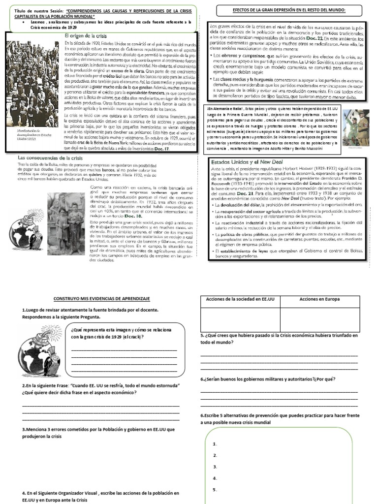 Lectura Crisis 1929 5to Sec | PDF | Gran depresion