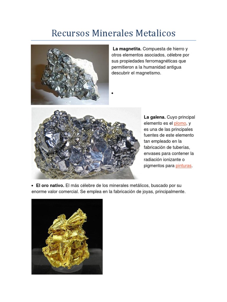 Recursos Minerales Metalicos, No Metalicos y Energeticos | PDF ...