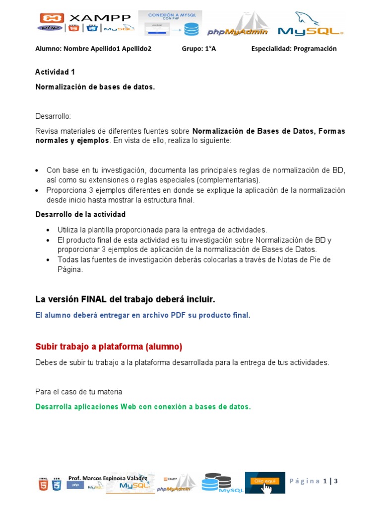 ACTIVIDAD1-Normalización de Bases de Datos | PDF