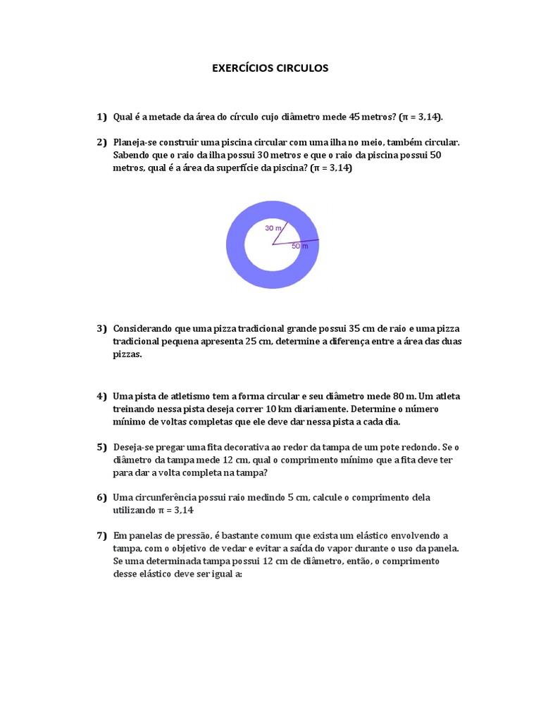 Exercícios Circulos | PDF