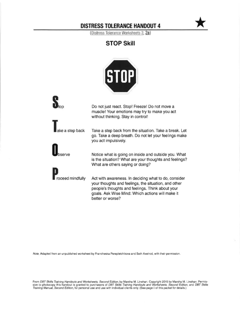 Dbt Distress Tolerance Worksheets DBT Distress Tolerance Skills