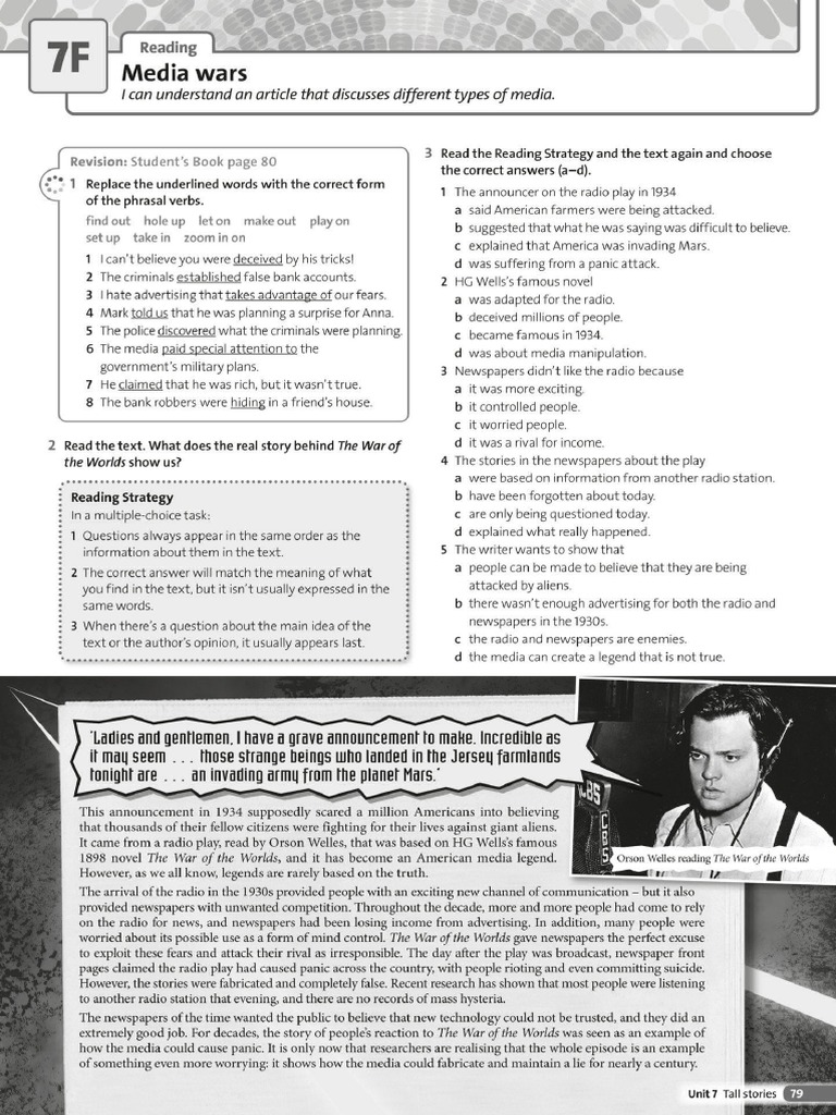 Solutions Upper Workbook Page 79 WK 7F | PDF